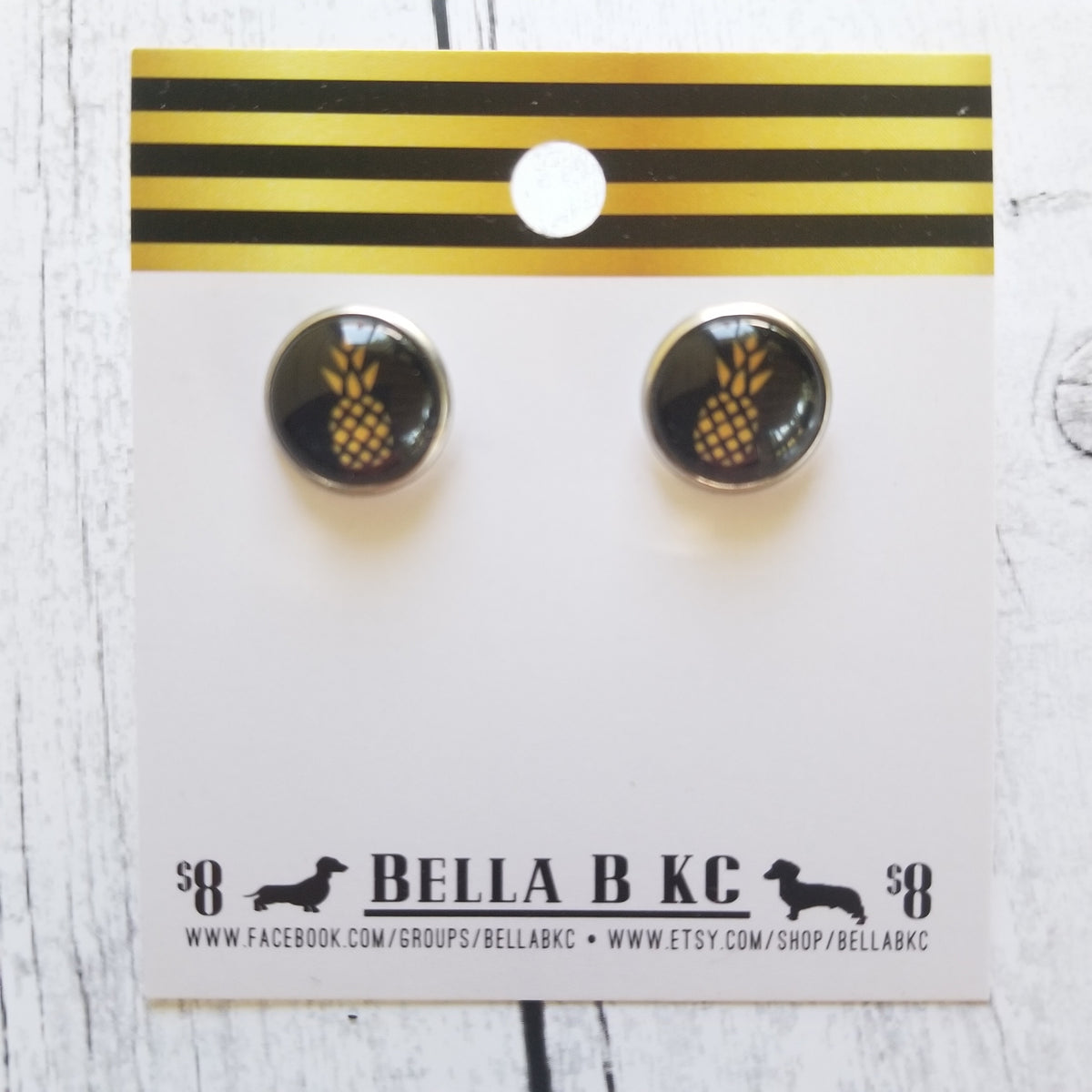 Studs - Black and Gold Pineapple – Bella B KC LLC ~ Boutique