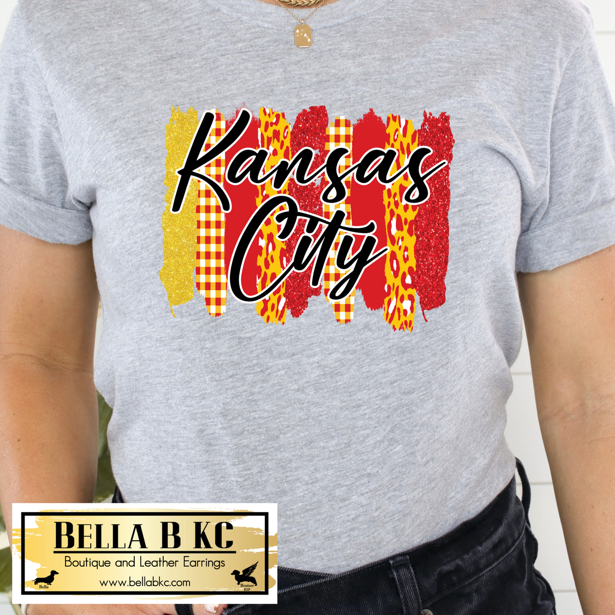 Kansas City Football KC Script Red & Yellow Brushstrokes *BBKC Exclusi ...